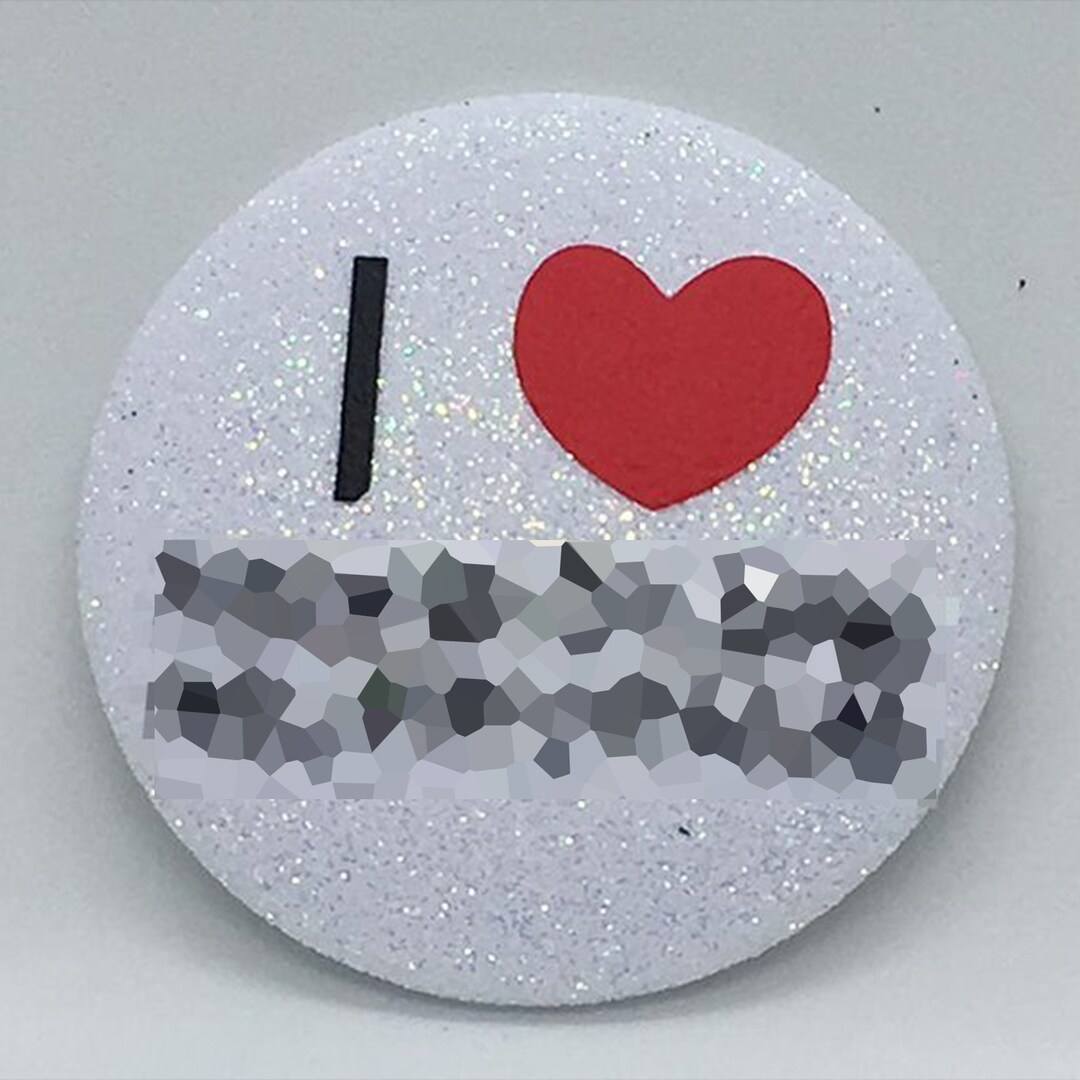 White Bling I Love Button - Etsy