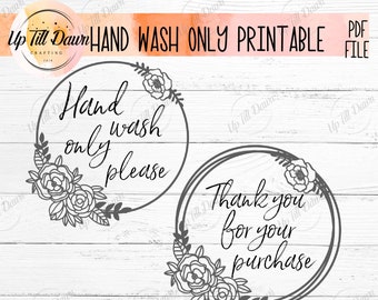 Hand Wash Only Cards for Vinyl Products Printable Printable | Etsy