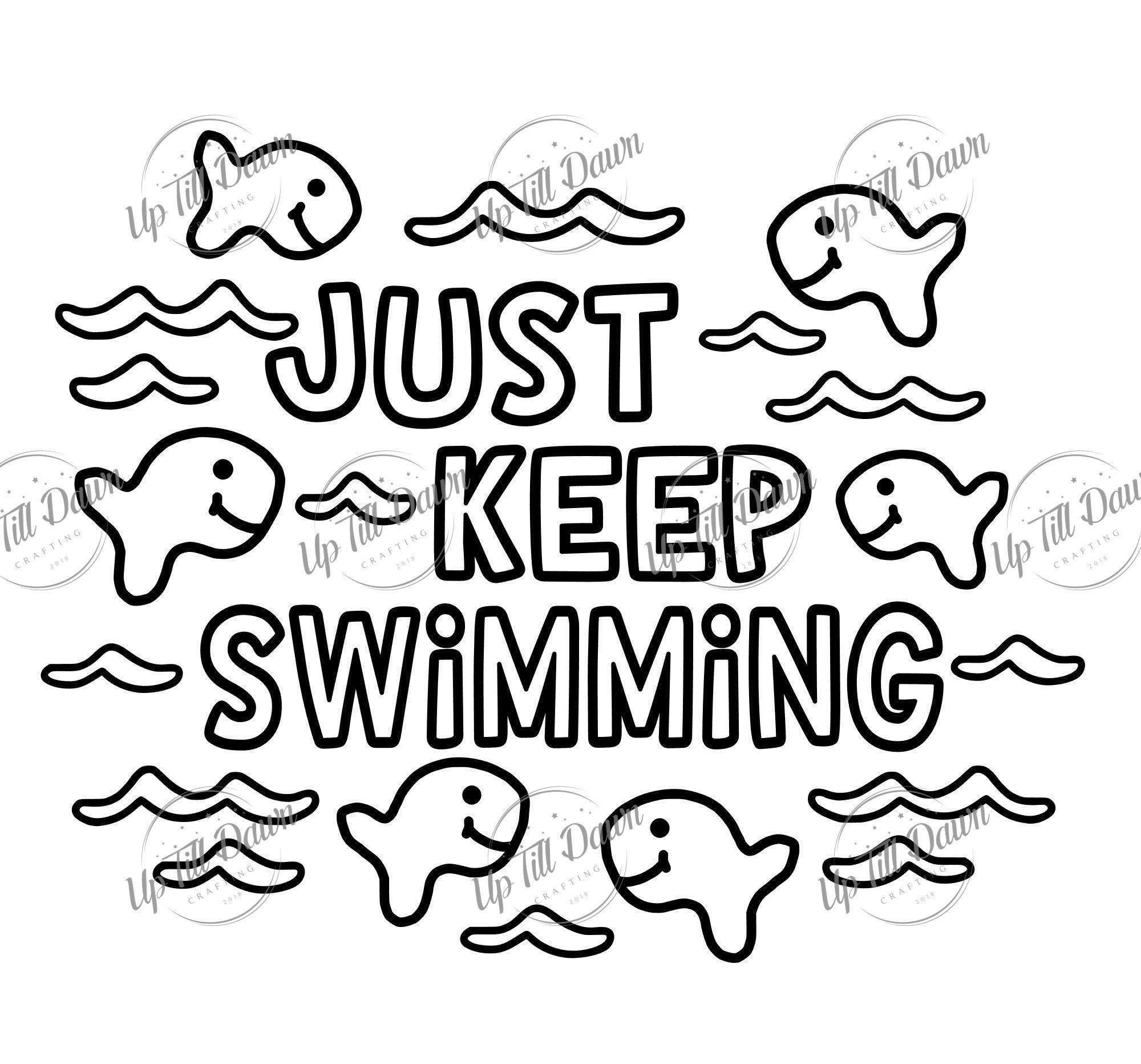 Just Keep Swimming SVG Fish Coloring SVG | Etsy
