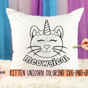 Caticorn Coloring SVG, Kitticorn SVG, Cat Unicorn Coloring Page SVG - Etsy