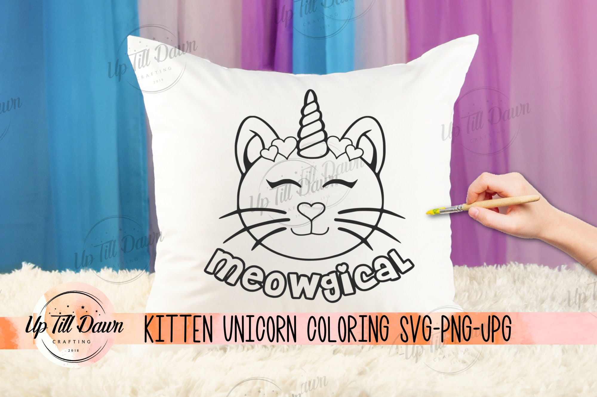 Caticorn Coloring SVG Kitticorn SVG Cat Unicorn Coloring - Etsy