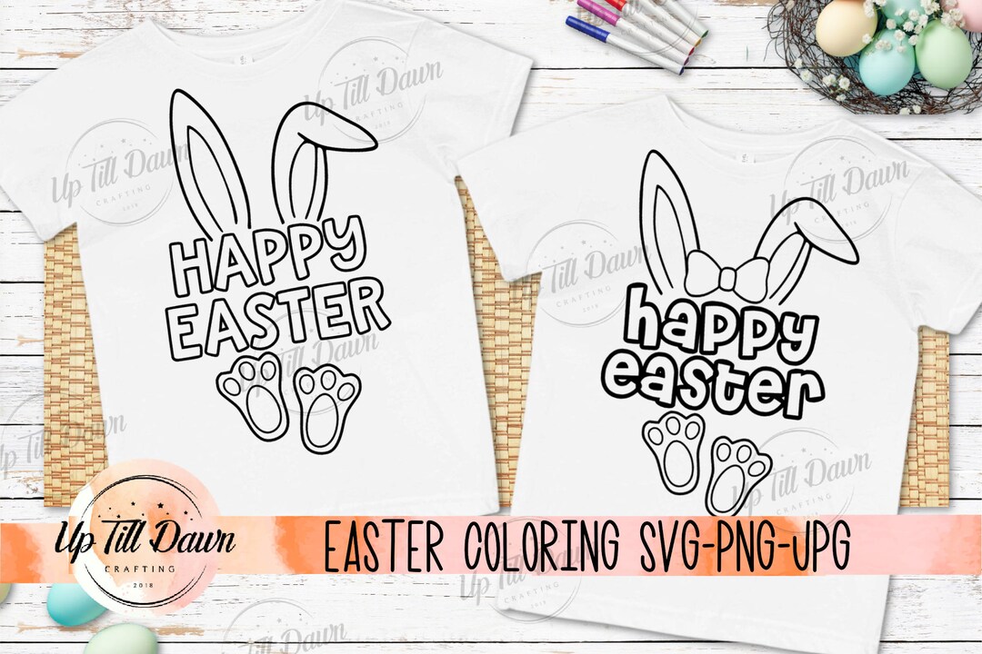 Happy Easter Coloring SVG, Easter Coloring SVG, Easter Bunny Coloring ...