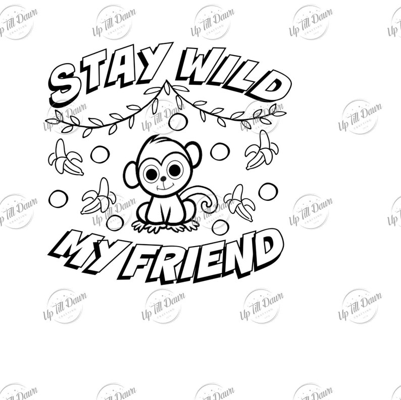 Monkey Coloring SVG Stay Wild SVG Coloring SVG | Etsy
