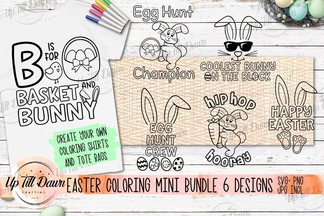 Happy Easter Coloring Mini Bundle SVG, Easter Coloring SVG, Easter ...