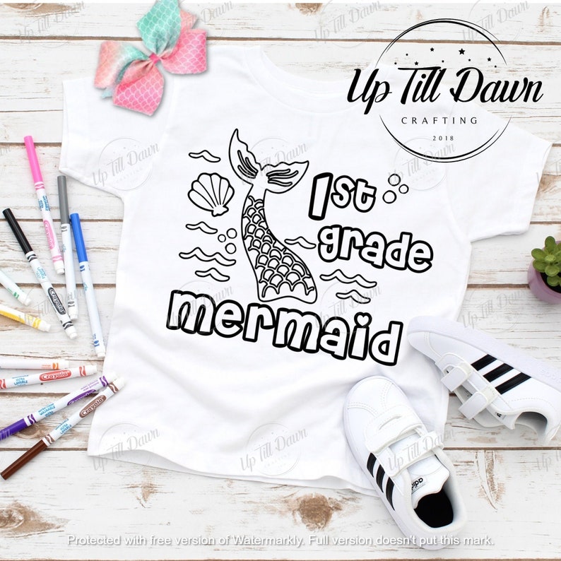 First Grade Mermaid School Coloring SVG Mermaid Coloring - Etsy
