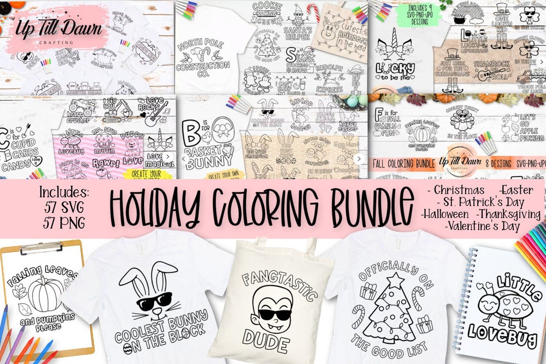 Coloring SVG Bundle, Christmas Coloring Bundle, Easter Coloring SVG ...