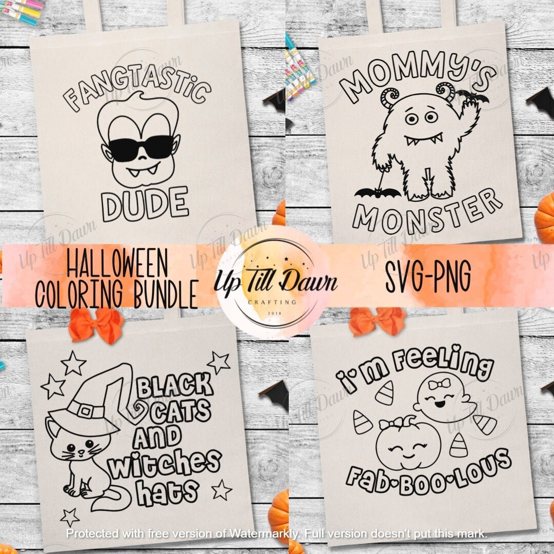 Halloween Coloring Bundle, Trick or Treat Candy Bag SVG - Etsy