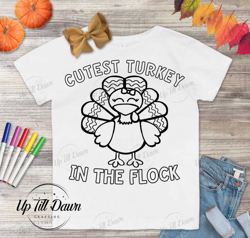 Thanksgiving Fall Coloring SVG Bundle, Coolest Turkey in the Flock SVG ...