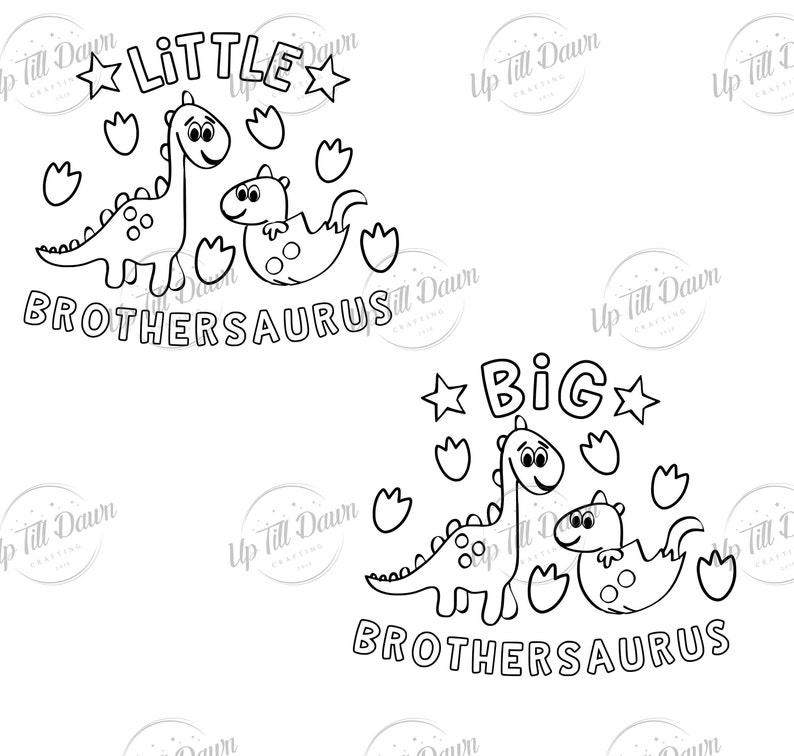 Big Brother Dinosaur SVG, Little Brother Brother SVG, Dinosaur Coloring ...