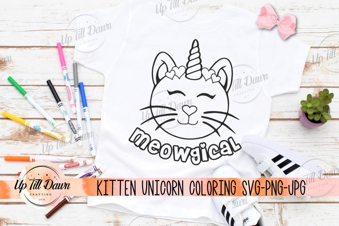 Caticorn Coloring SVG, Kitticorn SVG, Cat Unicorn Coloring Page SVG - Etsy