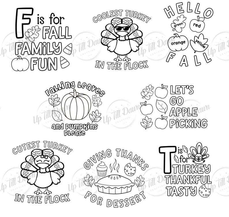 Thanksgiving Fall Coloring SVG Bundle, Coolest Turkey in the Flock SVG ...