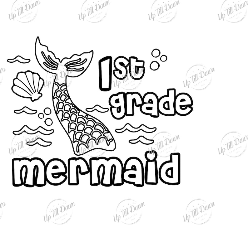 First Grade Mermaid School Coloring SVG Mermaid Coloring - Etsy