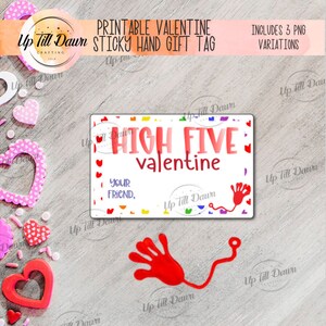 Sticky Hand Valentine Tag Printable, High Five Valentine PNG, Valentine ...