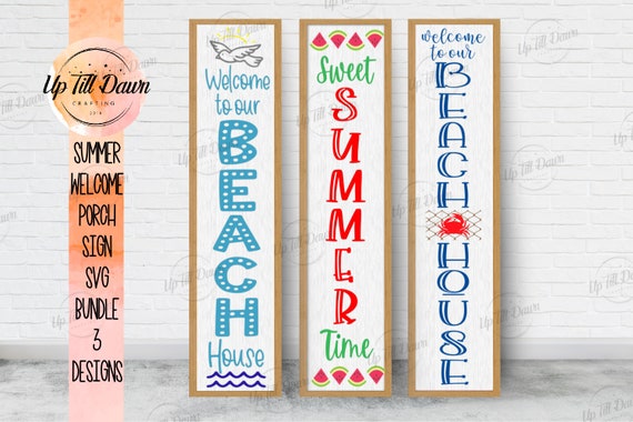 Summer Welcome Sign Svg Vertical Wood Porch Sign Svg Beach Etsy