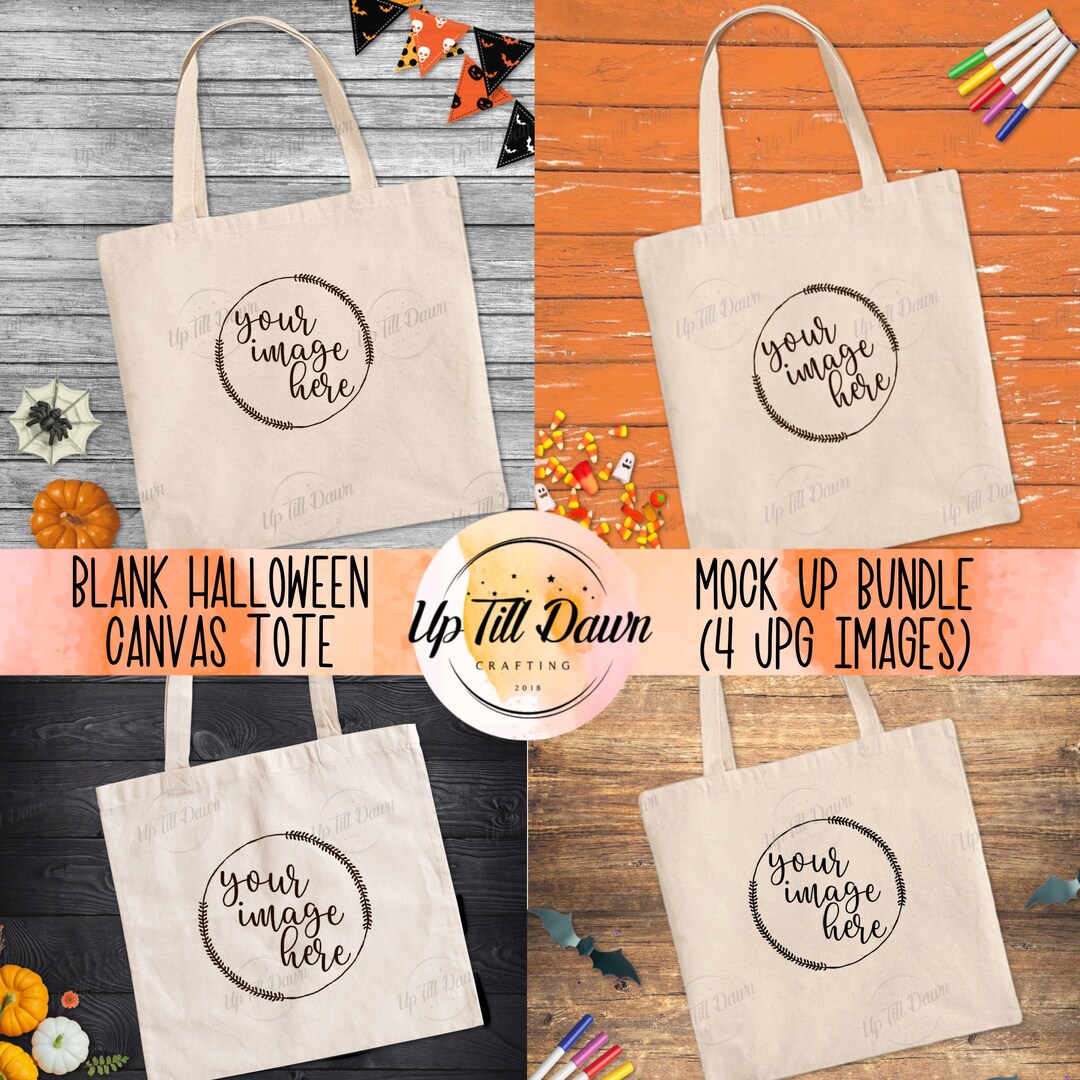 Halloween Tote Mock up Bundle, Canvas Tote Mock up Bundle, Halloween ...