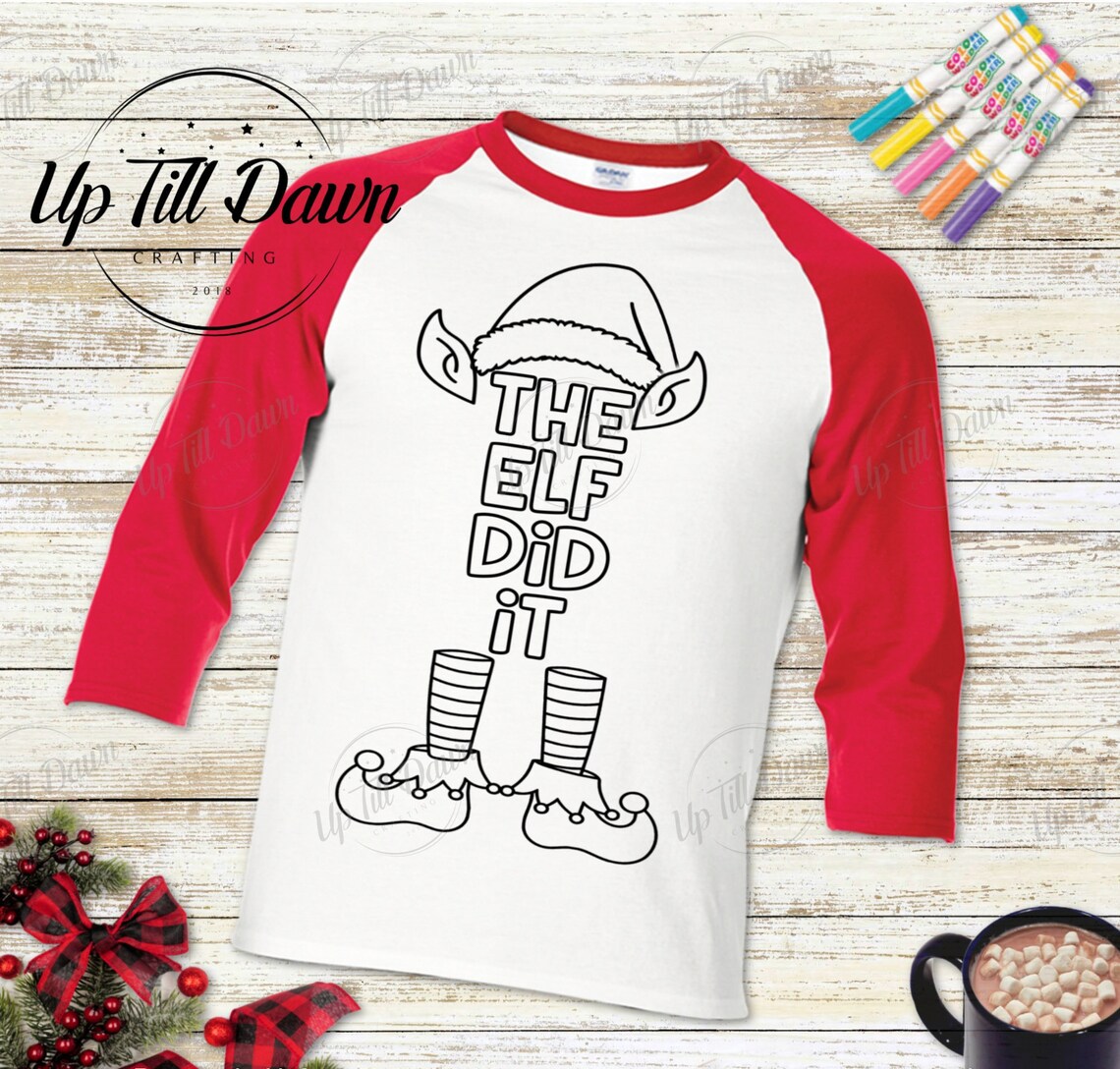 Elf Coloring SVG Christmas Coloring Shirt SVG - Etsy