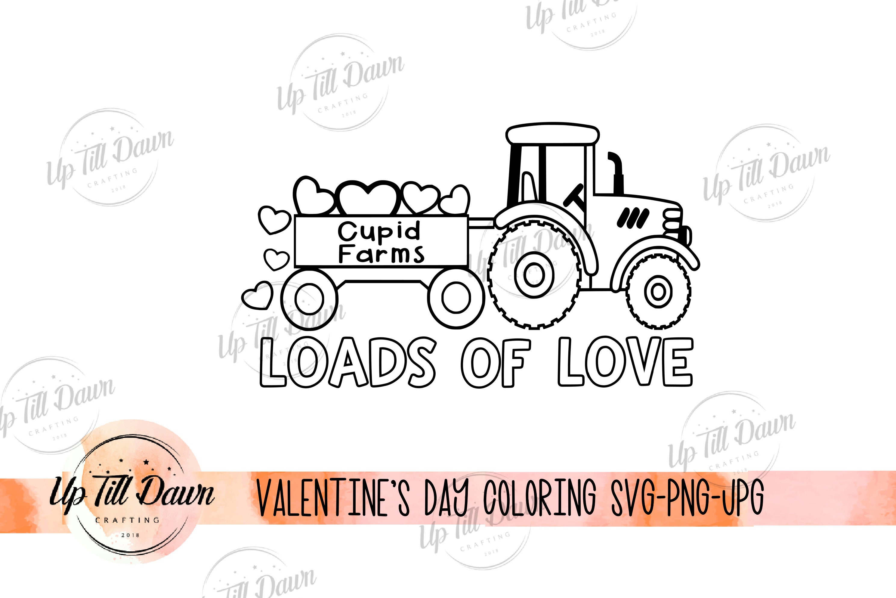 Valentine's Day Coloring Shirt SVG, Tractor Coloring SVG, Farm ...