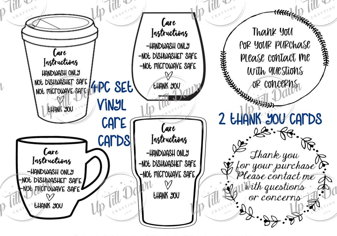 Vinyl Products Care Card Printable, Personalized Products Care ...