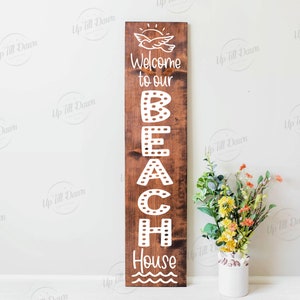 Summer Welcome Sign SVG, Vertical Wood Porch Sign SVG, Beach House ...