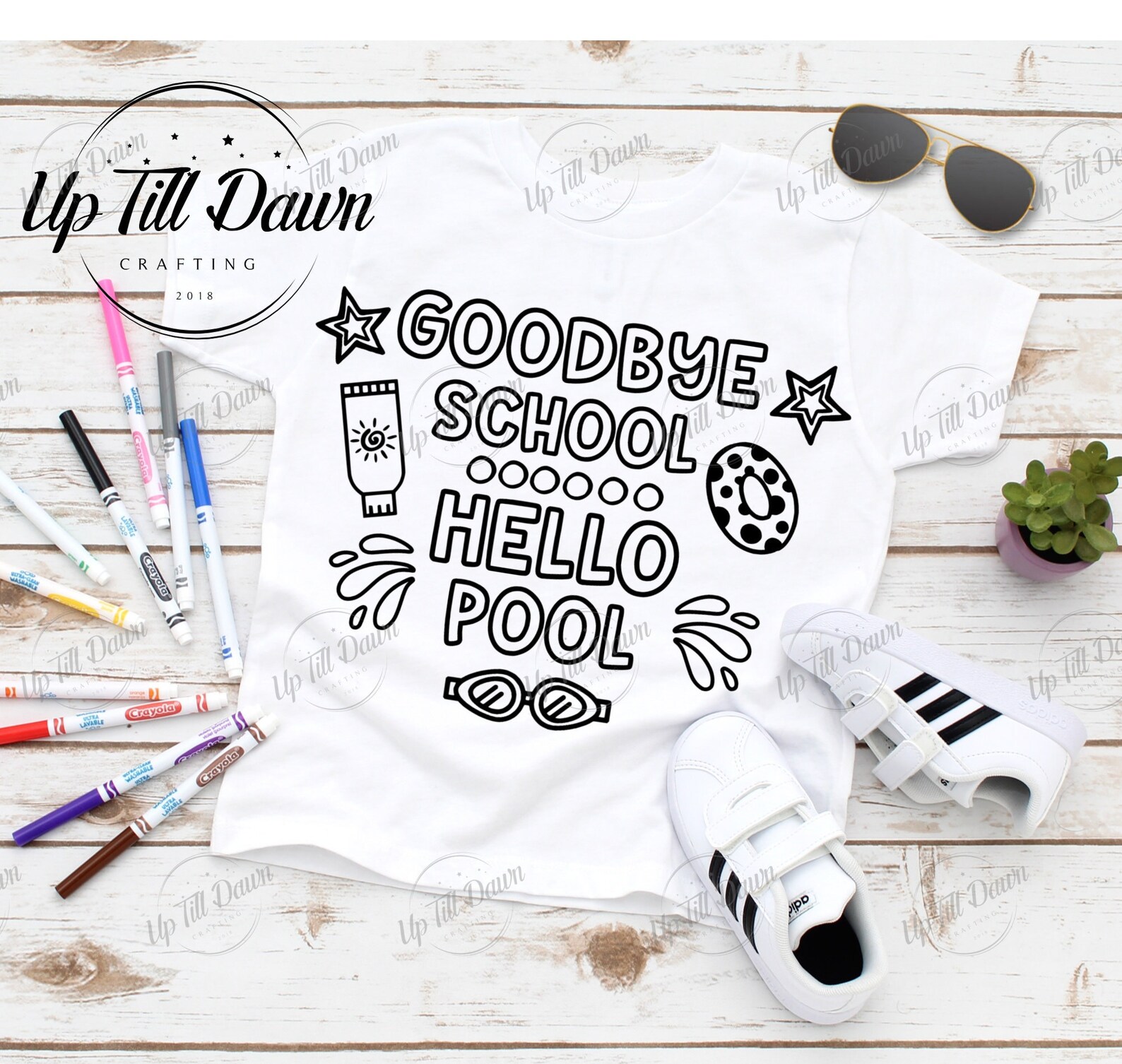 Adiós escuela Hola piscina para colorear SVG verano para - Etsy España