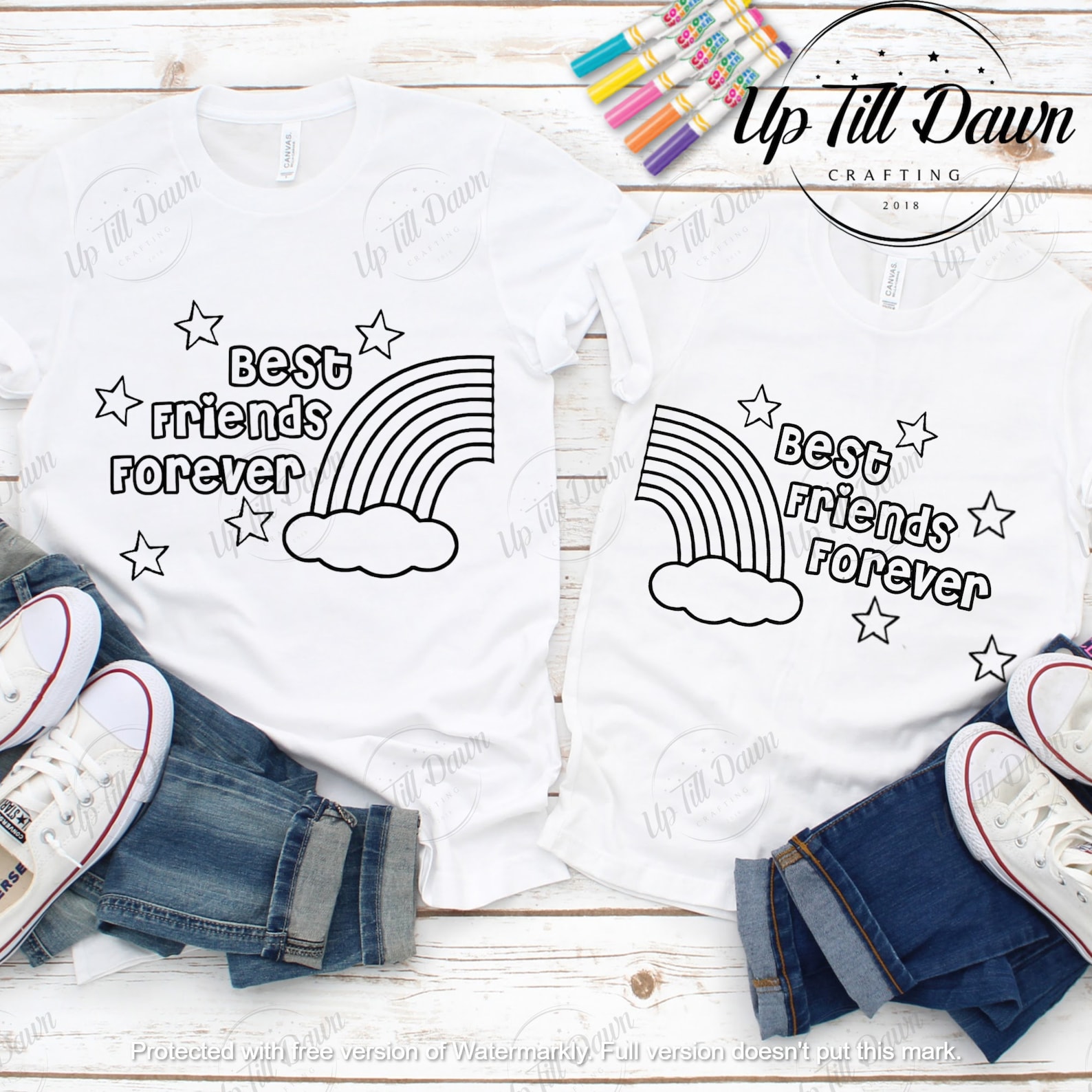 Best Friend Rainbow Coloring Svg,best Friend Coloring SVG, Rainbow ...