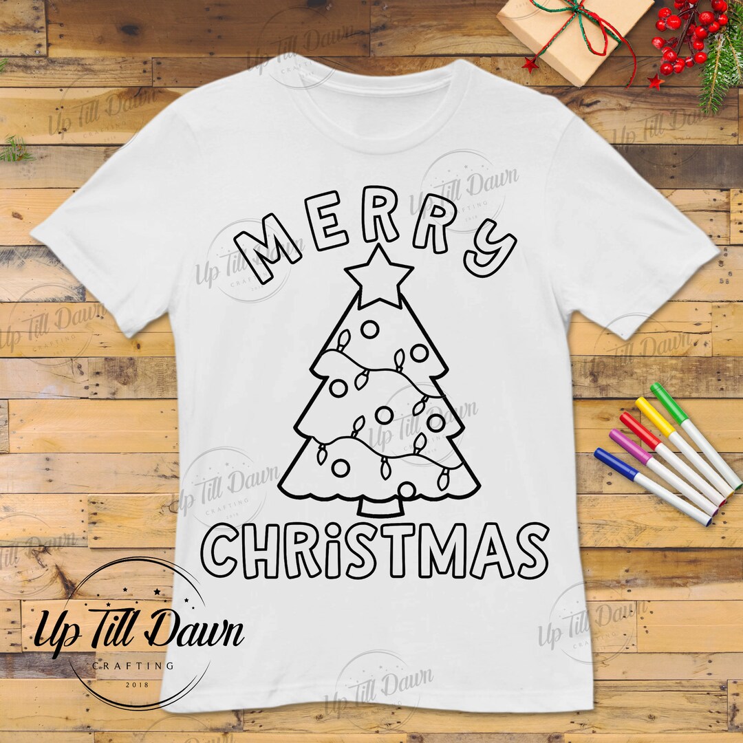 Merry Christmas Coloring SVG, Christmas Coloring Shirt SVG - Etsy
