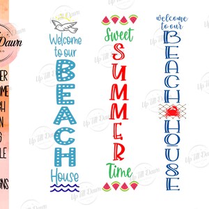 Summer Welcome Sign SVG, Vertical Wood Porch Sign SVG, Beach House ...