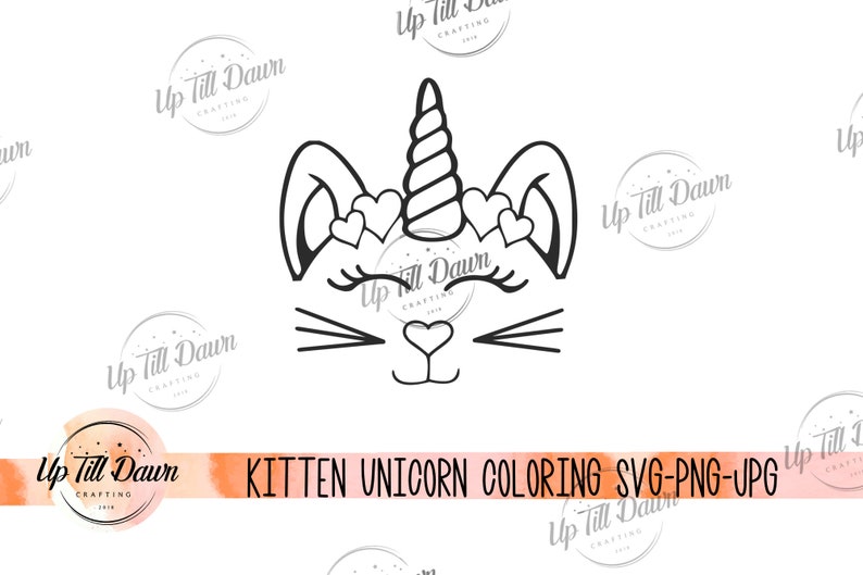 Caticorn Coloring SVG, Kitticorn SVG, Cat Unicorn Coloring Page SVG - Etsy