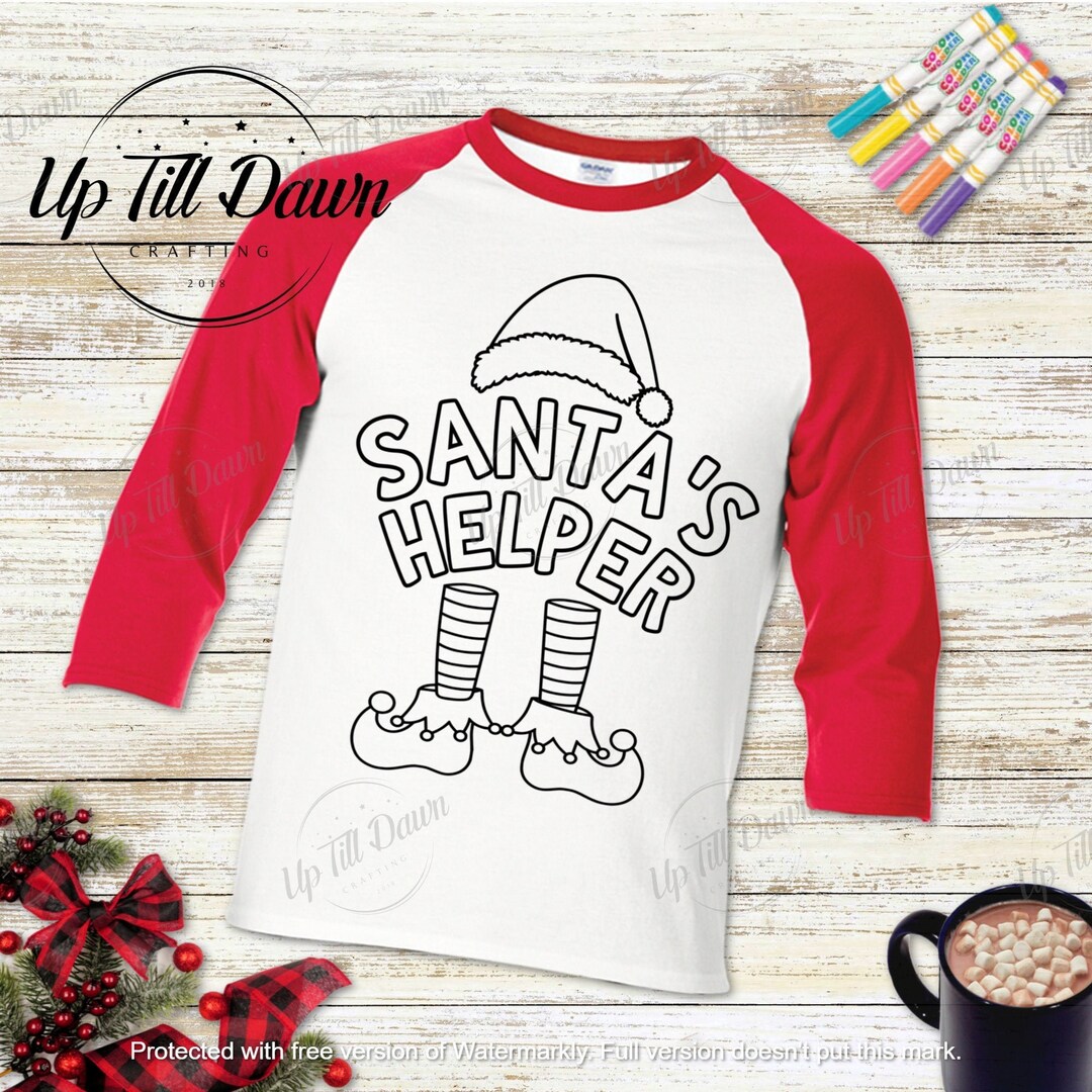 Santa's Helper Coloring SVG, Christmas Coloring Shirt SVG - Etsy