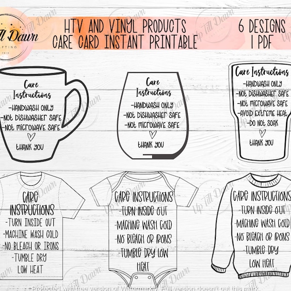 Dtf Care Instruction Template - Etsy