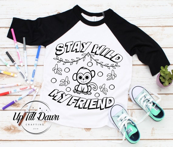 Monkey Coloring SVG Stay Wild SVG Coloring SVG | Etsy