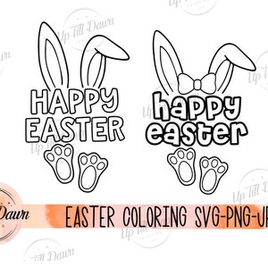 Happy Easter Coloring SVG, Easter Coloring SVG, Easter Bunny Coloring ...