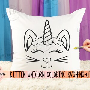 Caticorn Coloring SVG, Kitticorn SVG, Cat Unicorn Coloring Page SVG - Etsy