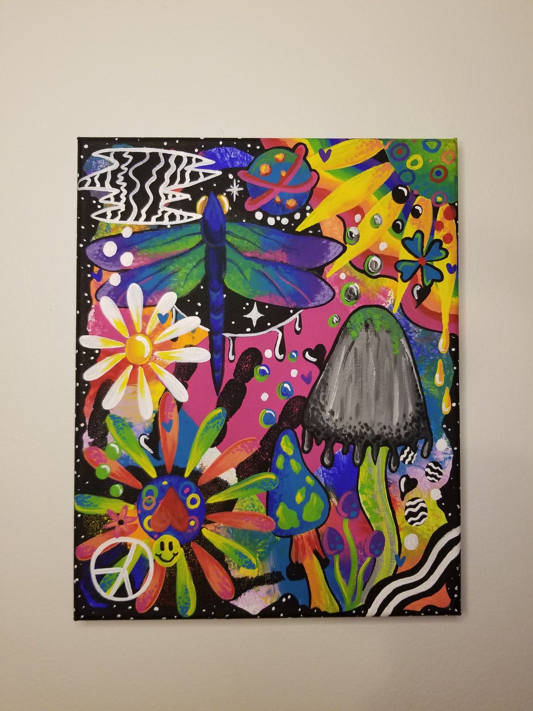 Trippy Dragonfly Canvas - Etsy