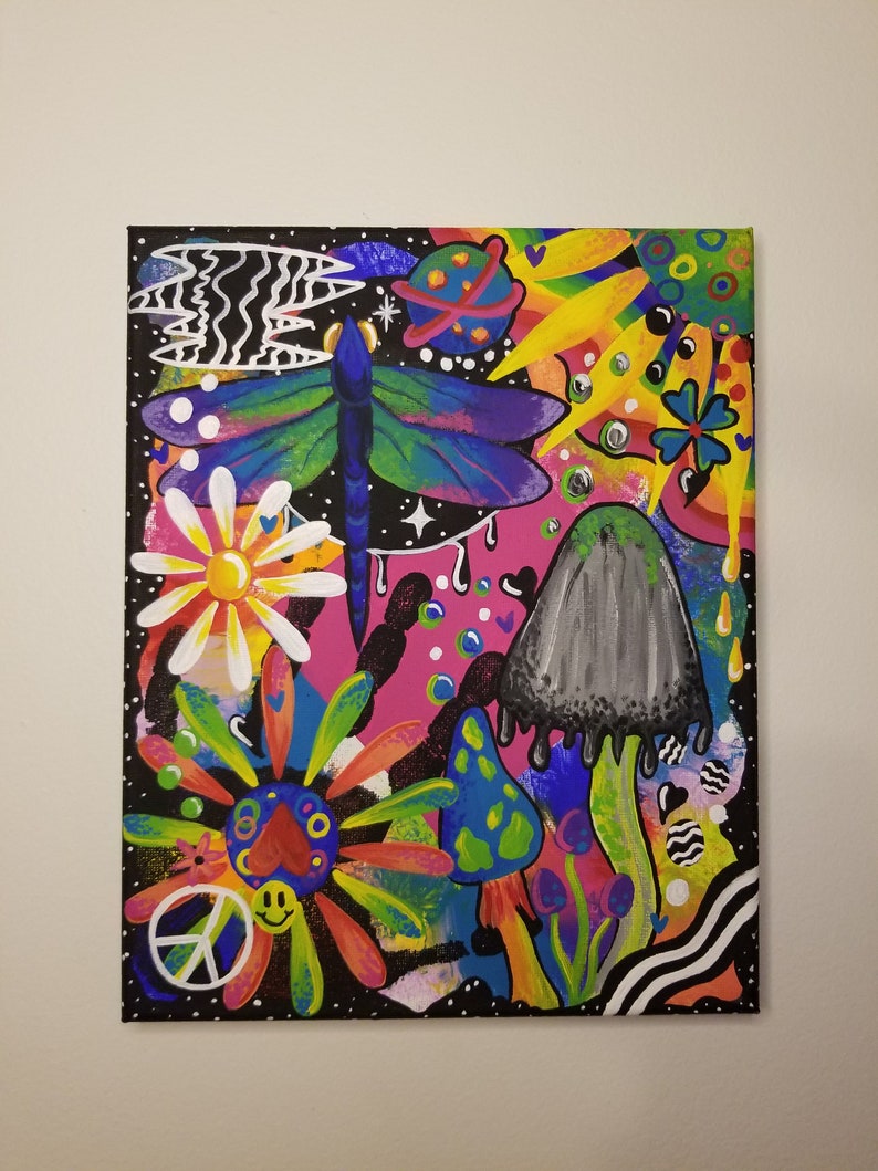 Trippy Dragonfly Canvas - Etsy