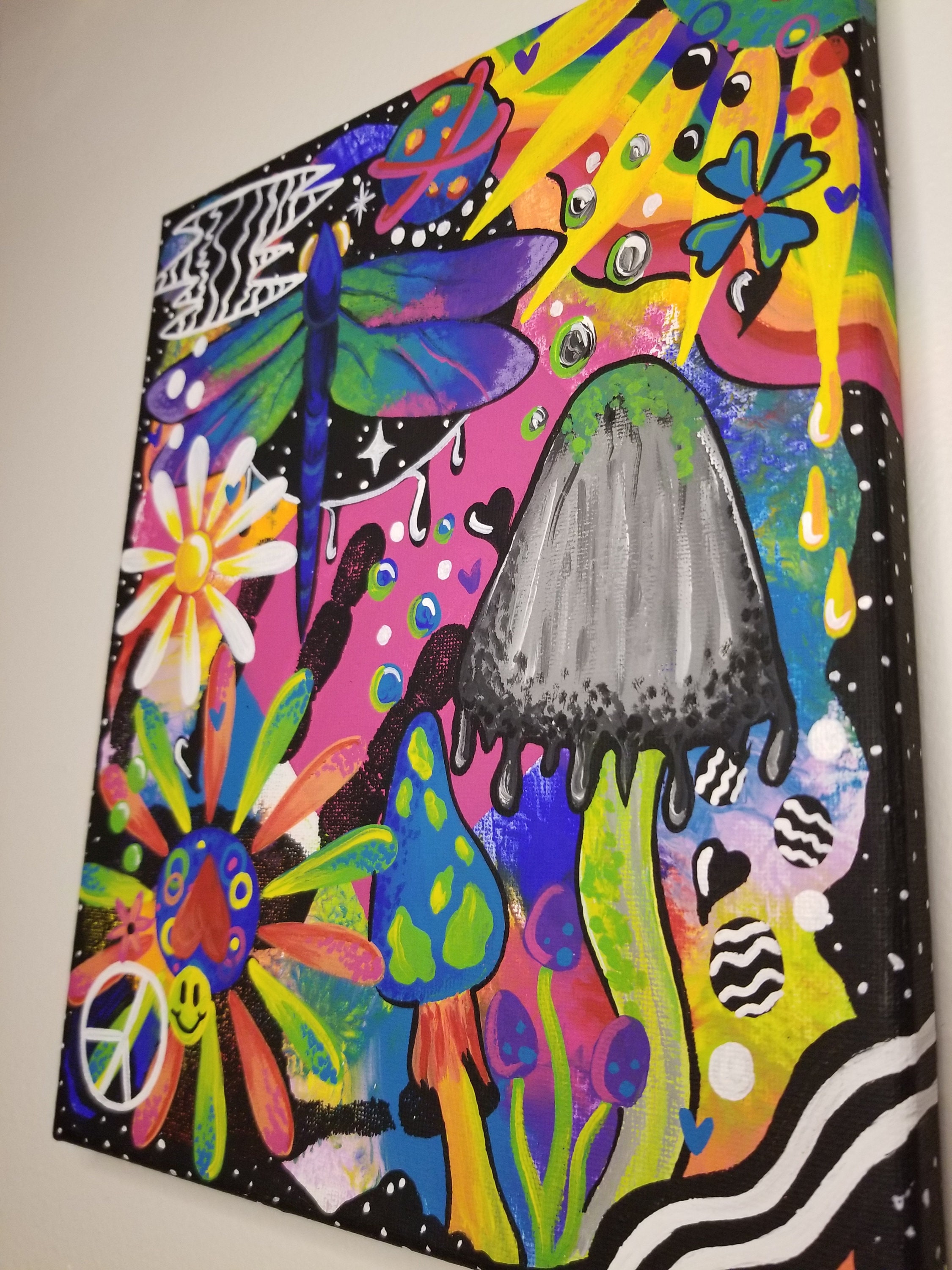 Trippy Dragonfly Canvas - Etsy