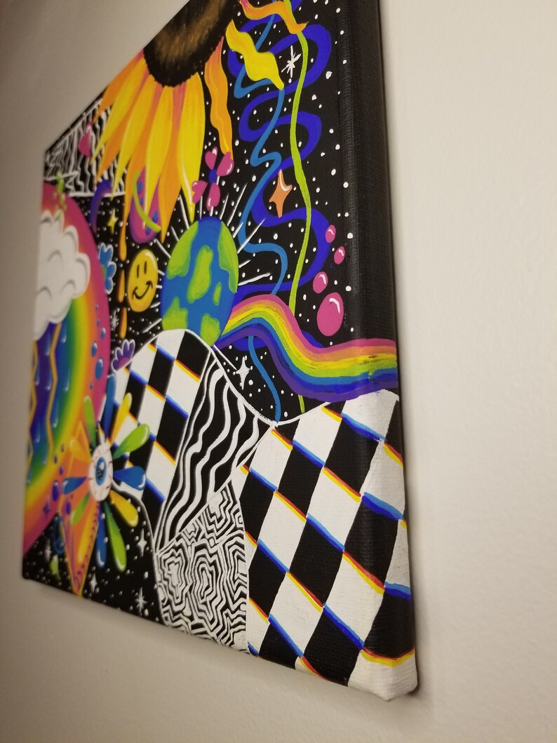 Trippy Sunflower Canvas - Etsy