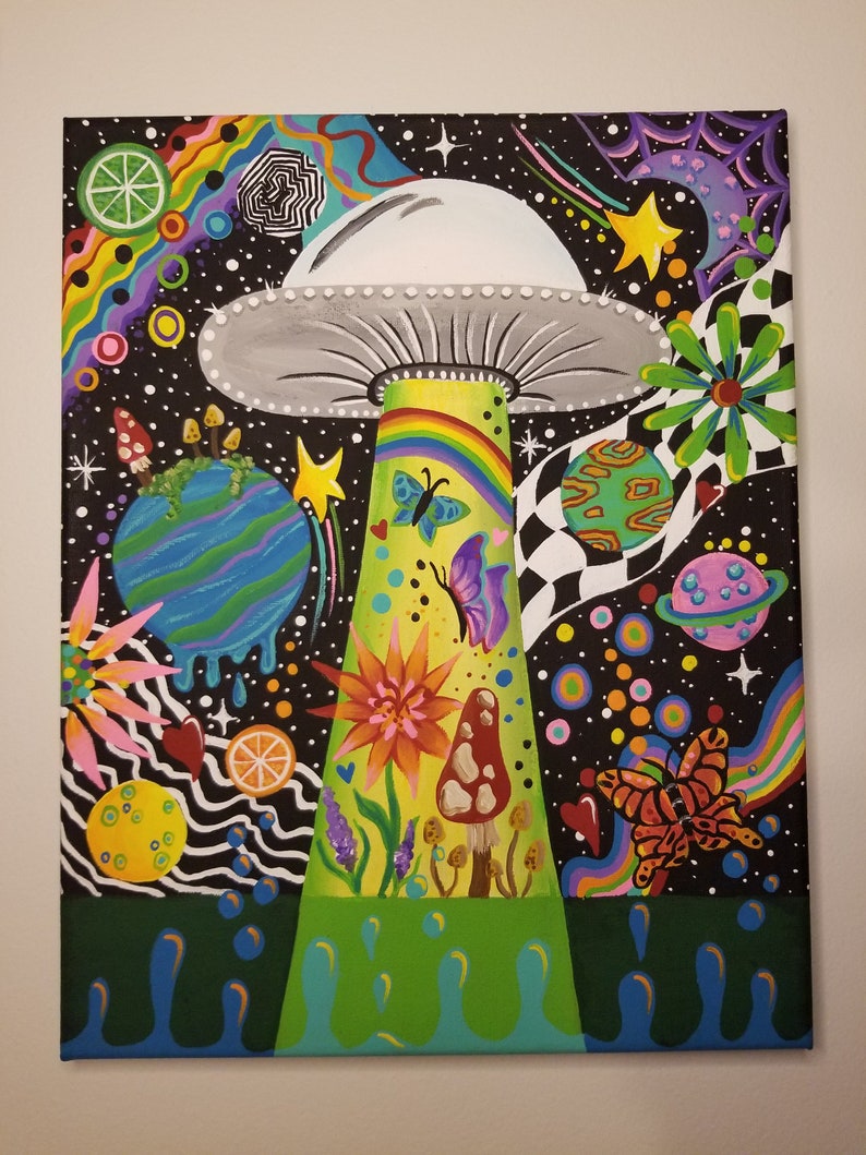 Trippy Spaceship Canvas - Etsy