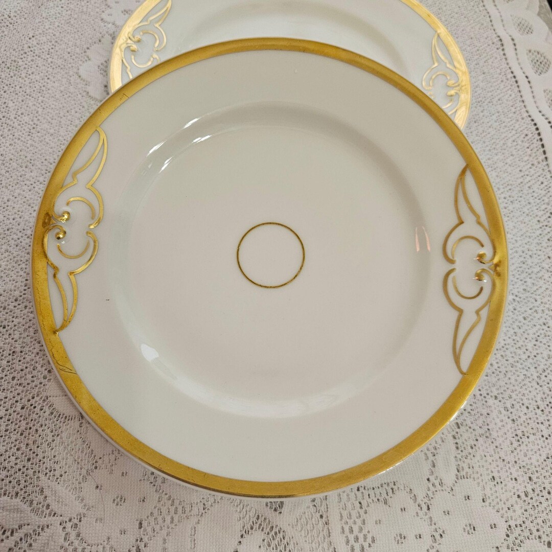 2 Haviland Limoge Gold Gilt Plate 9" Wedding Ring Pattern French ...
