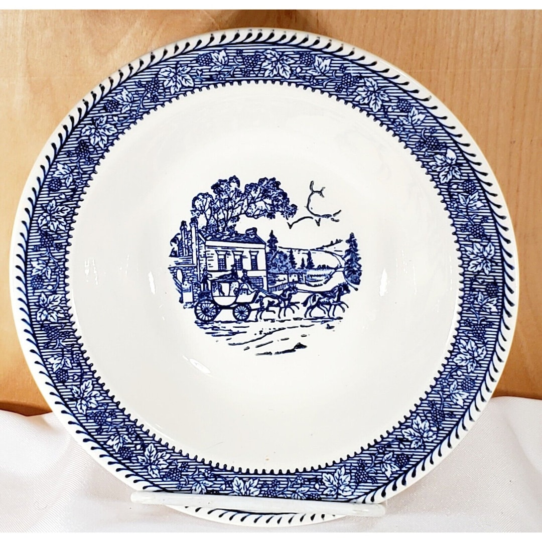 Homer Laughlin Shakespeare Country Blue Rim Cereal Bowl 7" Stratwood ...