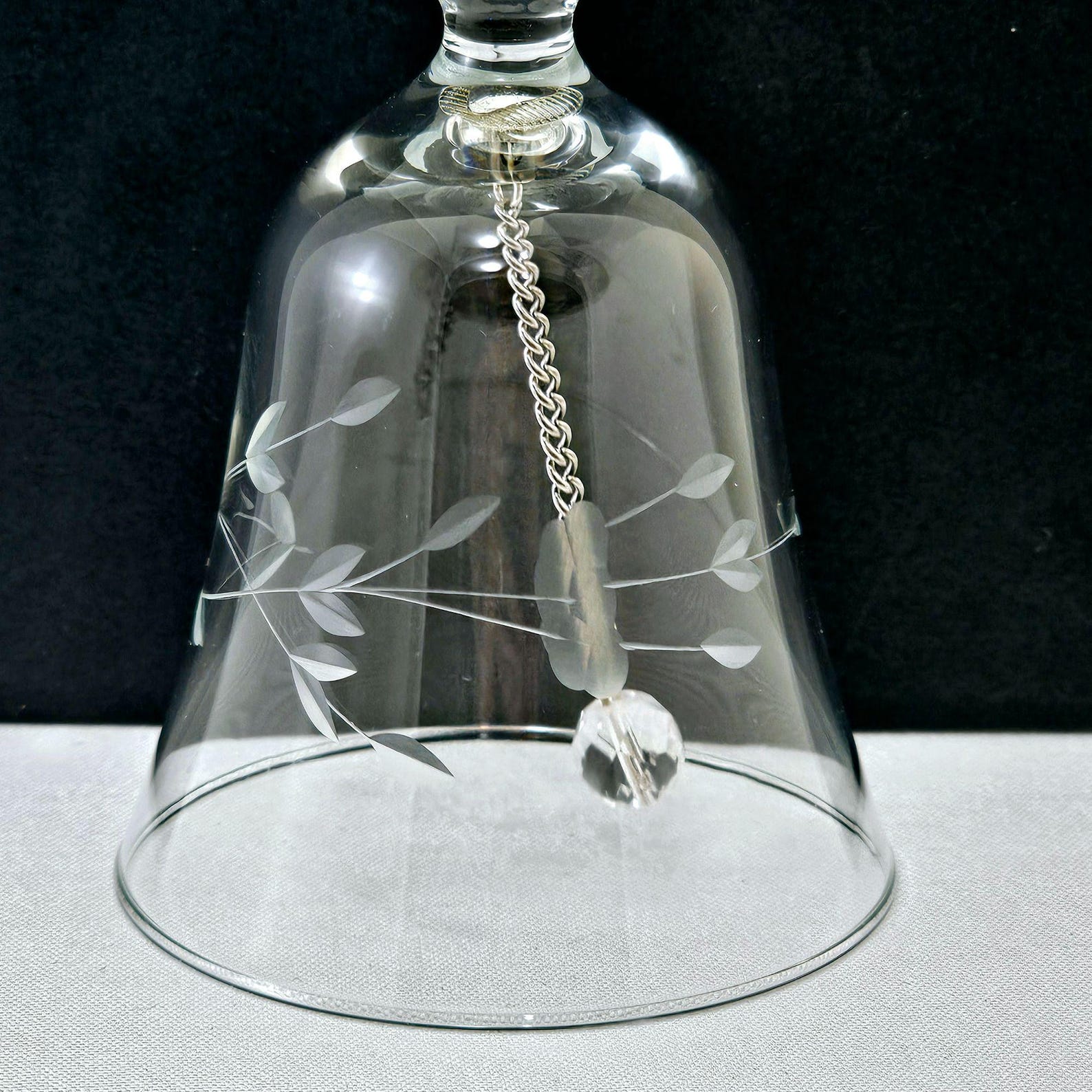 Princess House Heritage Etched Bell 6" Vintage Crystal Handblown Flower ...