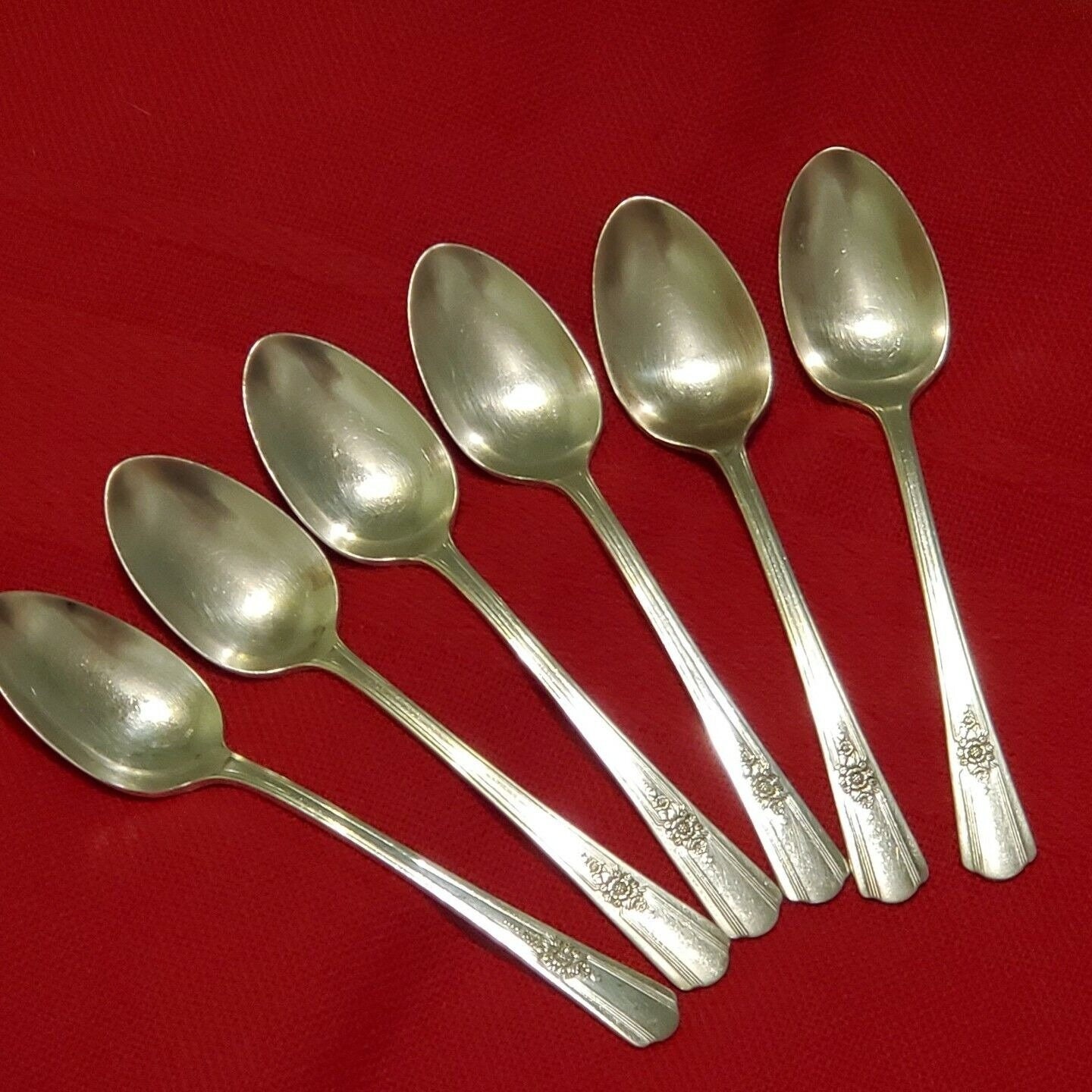 Set of 6 Rogers Overlaid 1940 Desire Pattern Teaspoons 6 International ...