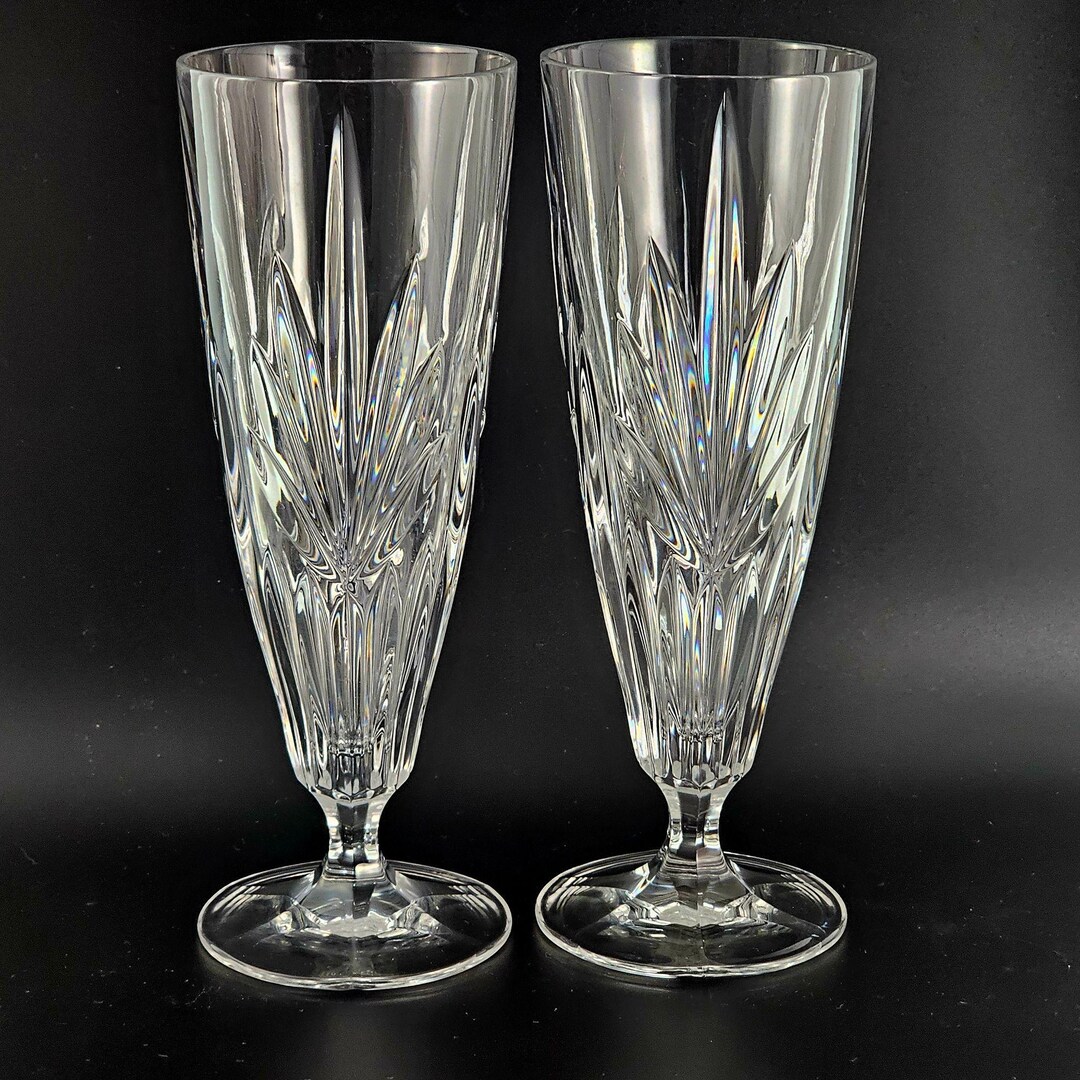 2 Princess House Royal Highlights Pilsner Glasses 8" Cut Crystal #953 ...