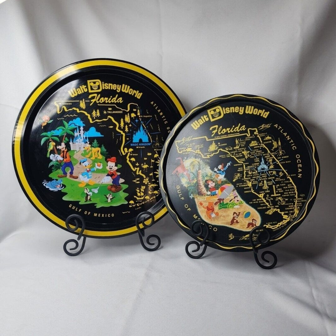 Vintage & Modern Walt Disney World Florida Souvenir Metal Trays ...