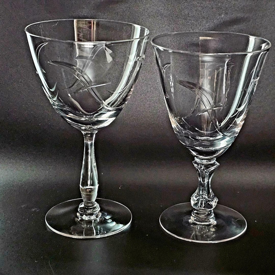 Mismatch Stem Tiffin Franciscan Lark Water Ice Tea Glass Set Cut ...