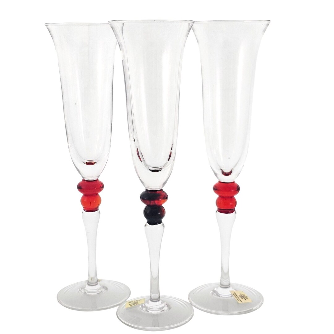 3 Antonio Imperatore Champagne Flutes 9.5" Italian Hand Blown Crystal ...