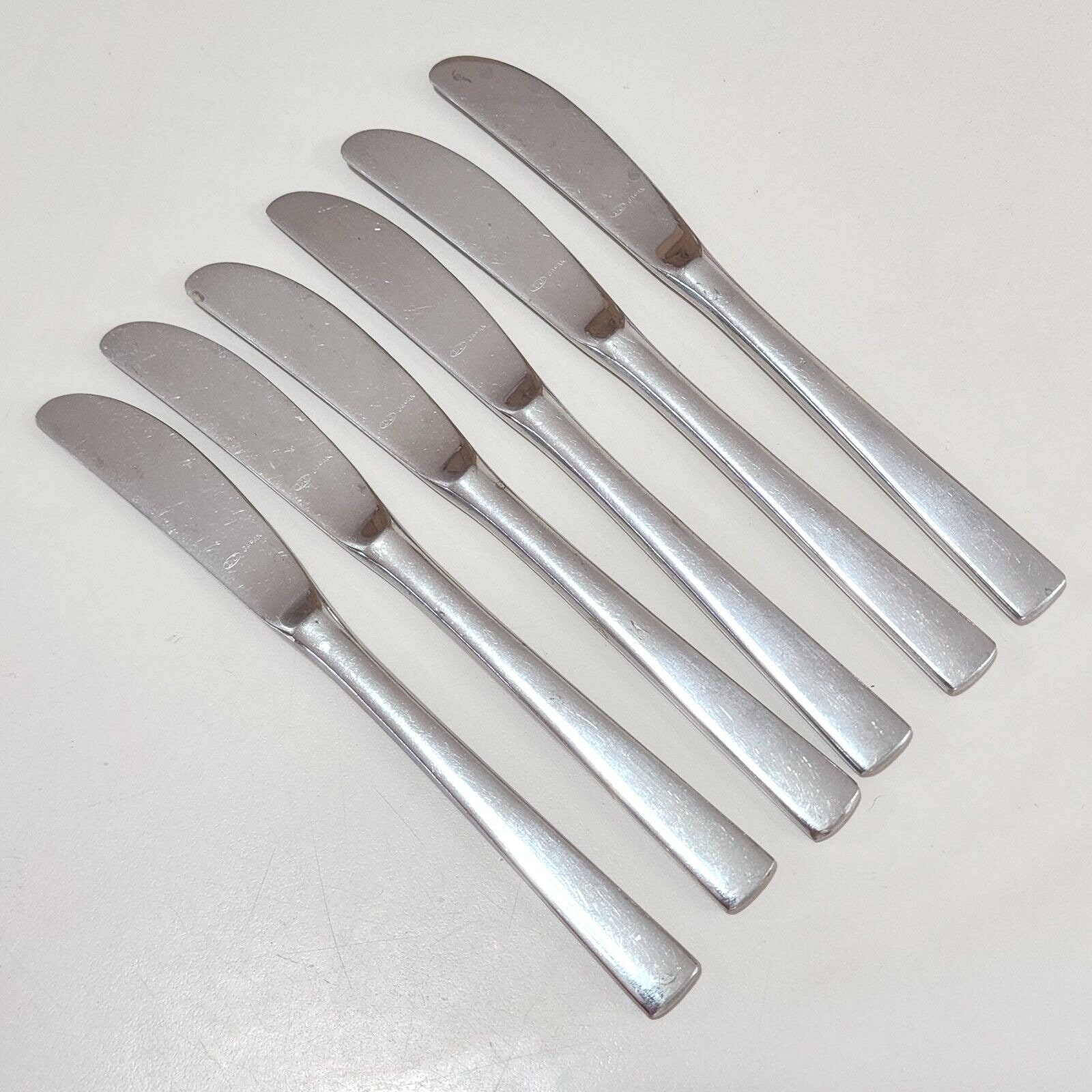 6) DJ Stainless Flat Handle Butter Spreader Mid Century Modern Japan ...