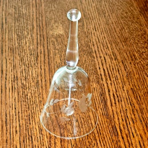 Princess House Heritage Etched Bell 6" Vintage Crystal Handblown Double ...