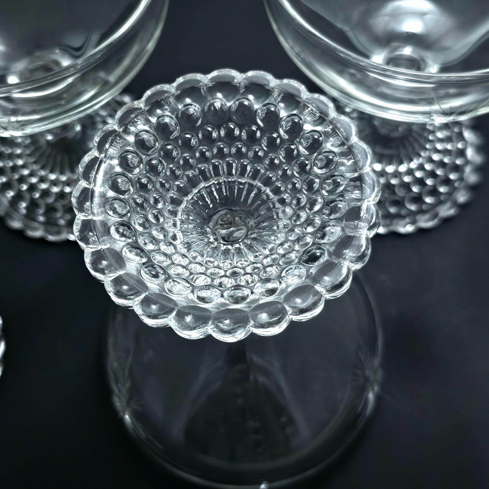 Anchor Hocking Bubble Foot Champagne Glasses 6oz Cut Glass Starburst ...