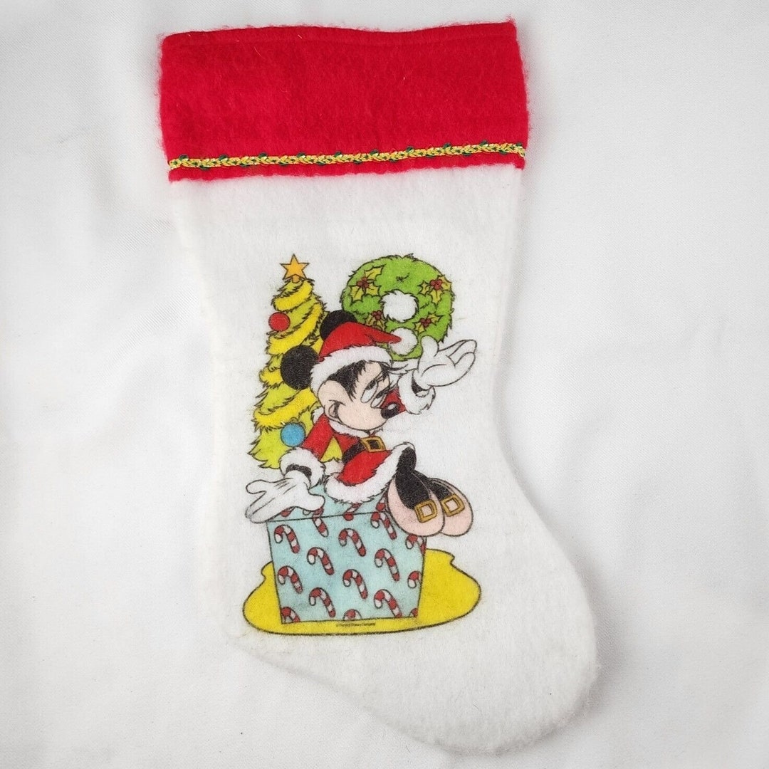 Vintage Walt Disney Felt Stocking Minnie Mouse Mrs. Clause Christmas 80 ...